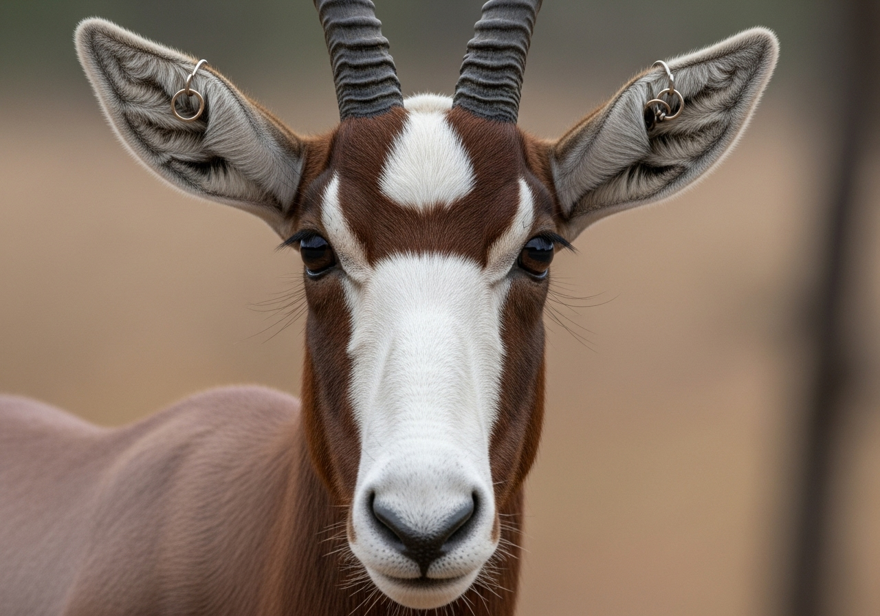 AI-generated and verified bontebok facial closeup showing continuous ...